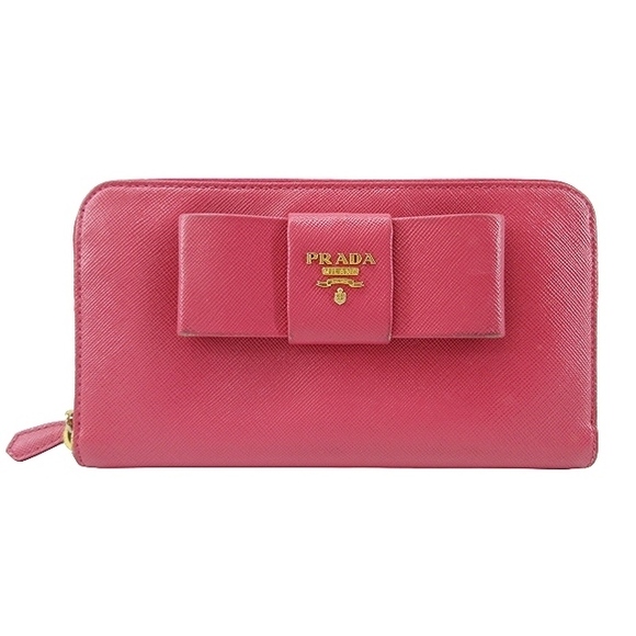 Prada | Bags | Prada Saffiano Ribbon Long Wallet Pink | Poshmark